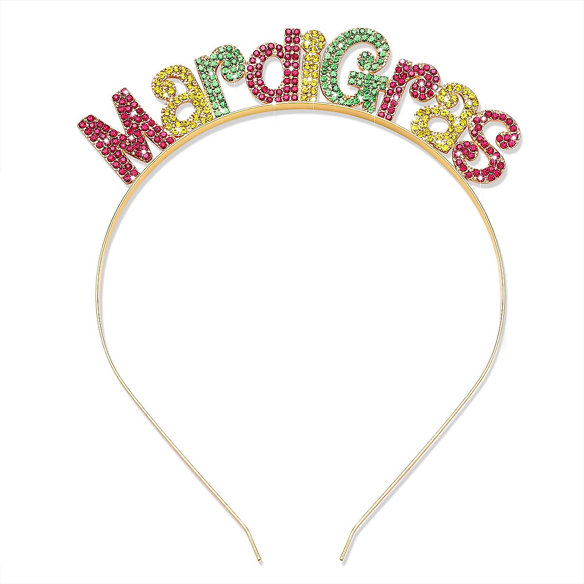 NVENF Mardi Gras Headband Rhinestone Fleur De Lis Hairband Carnival Letter Mask Hair Hoop Costume Party Hair Accessory (Style4)