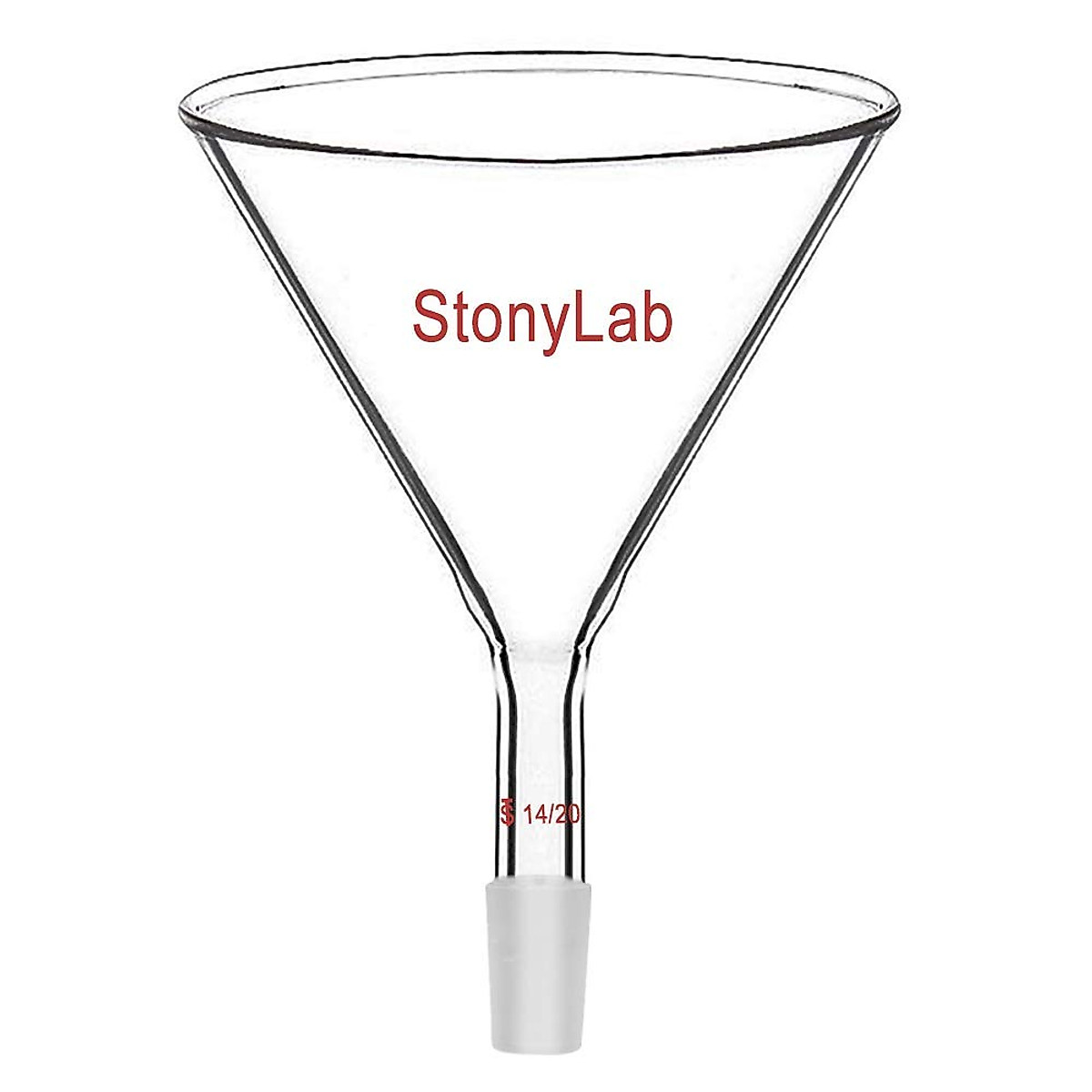 StonyLab Glass Short Stem Powder Funnel with 100 mm Top O.D. and 14/20 Inner Joint Filter Funnel Glass Funnel