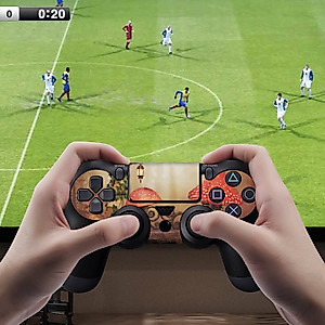 Fairytale Autumnal Scenery Mushroom Lamp Sticker for P-S4 Controller Full Protective Skin Cover Design Wrap Decal Sticker Compatible with P-S4 Print