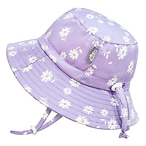 JAN & JUL UV Protection Infant Bucket Hat for Girl, Adjustable (S: 0-6 Months, Purple Daisy)