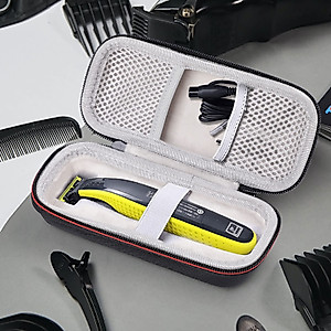 Joogee Travel Razor Case, Hard Case Compatible with Philips Norelco OneBlade QP2520/QP2530/QP2620/QP2630, Organizer Carrying Bag with Mesh Pocket for Accessories, Black