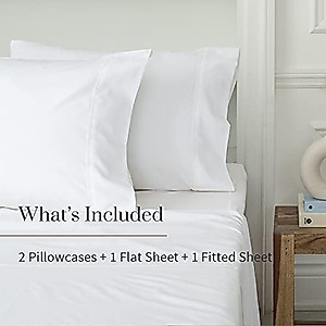 Everspread Bed Linen Set, (4 Piece Sheet Set), Full Size, White. Ultra-Soft & Breathable. Luxury Bedding. Deep Pockets - Fits Mattresses up to 16 inches. Wrinkle & Fade Resistant