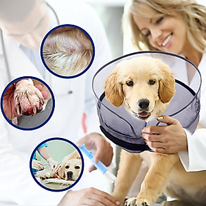 HODOVAS Inflatable Dog Cone Collor After Surgery, Soft Cone with Enhanced Anti-Licking Guard Shield for Medium Dogs and Cats Pets, Gray (M Neck: 9.5-11.8")