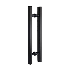 SUCHETA Modern Square Entry Door Handle,Modern Steel Push Pull Door Handle,for Sliding Glass Shower,Barn Door,Interior Exterior Door,Hardware Included (Color: Black,Size: 120 x 90cm)