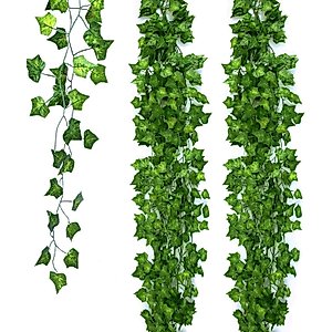 Ohuhu 20 Pack 131 FT Artificial Ivy Leaf Fake Plants Vines, Greenery Garland Leaves Hanging for Home Kitchen Office Garden Wedding Party Home Wall Indoor Outdoor Decor, 79 Inch Each, Green