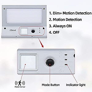 iThird Solar Lights Outdoor Motion Sensor, LED Solar Powered Outdoor Lights Stainless Steel Solar Security Lights for Yard Patio Garage Porch Waterproof 3 Modes Flood Light Super Bright(Daylight)