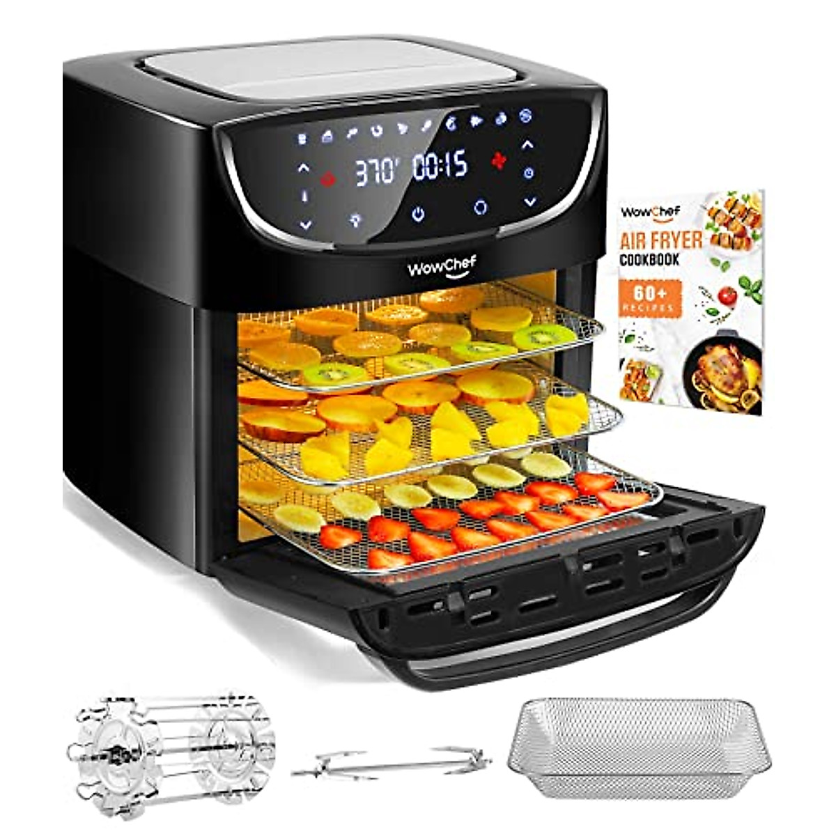 WowChef Air Fryer Oven Large 20 Quart, 10-in-1 Digital Rotisserie Dehydrator Fryers Combo with Racks, XL Capacity Countertop Airfryer Toaster for Family, 9 Accessories with Cookbook, ETL Certified