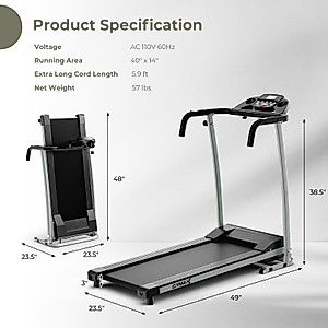 GYMAX Foldable Treadmill, Freestanding Easy Assembly Folding Treadmill with 12 Preset Programs, LCD Monitor, Built-in Wheels & Pulse Sensor, Portable Compact Running Machine for Small Space (Black)
