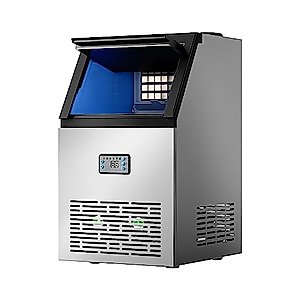 JOMAYZER Commercial Ice Machine, 90LBS/24H Ice Maker Machine with 33LBS Storage Bin, Stainless Steel Ice Machine Commercial, Ideal for Home, Bars, Restaurants and Hotels