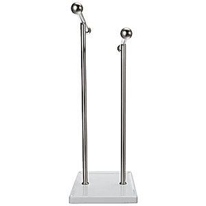 Amazon Basics Double-T Hand Towel and Accessories Stand, Nickel/White