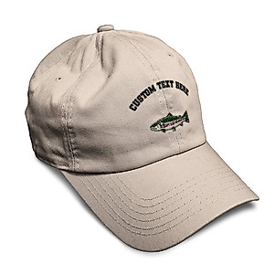 Custom Soft Baseball Cap Fish Rainbow Trout Embroidery Ocean and Salmon Twill Cotton Dad Hats for Men Women Stone Personalized Text Here