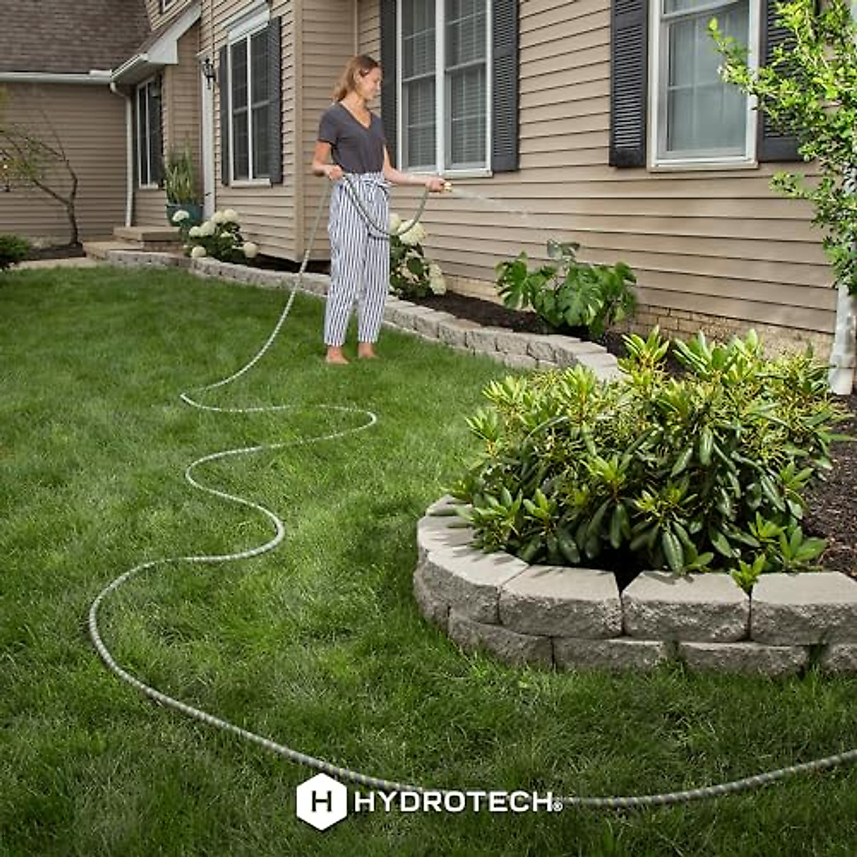 HydroTech 100 ft Expandable Garden Hose - Burst Proof & Lightweight, Flexible Water Hose with Durable Reinfordced Latex Core & Solid Brass Fittings for Lawn, Garden, Car Washing