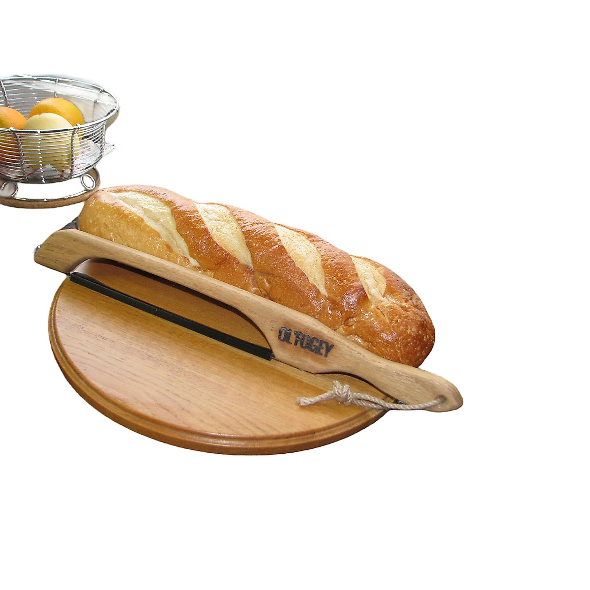 BREAD Knife islice.ca Bagel Knife - solid oak bow bread slicer for homemade bread - 17 inch - easy grip handle. For sourdough loaf & baguettes, easily slices crusty and hot loaves premium kitchen gift