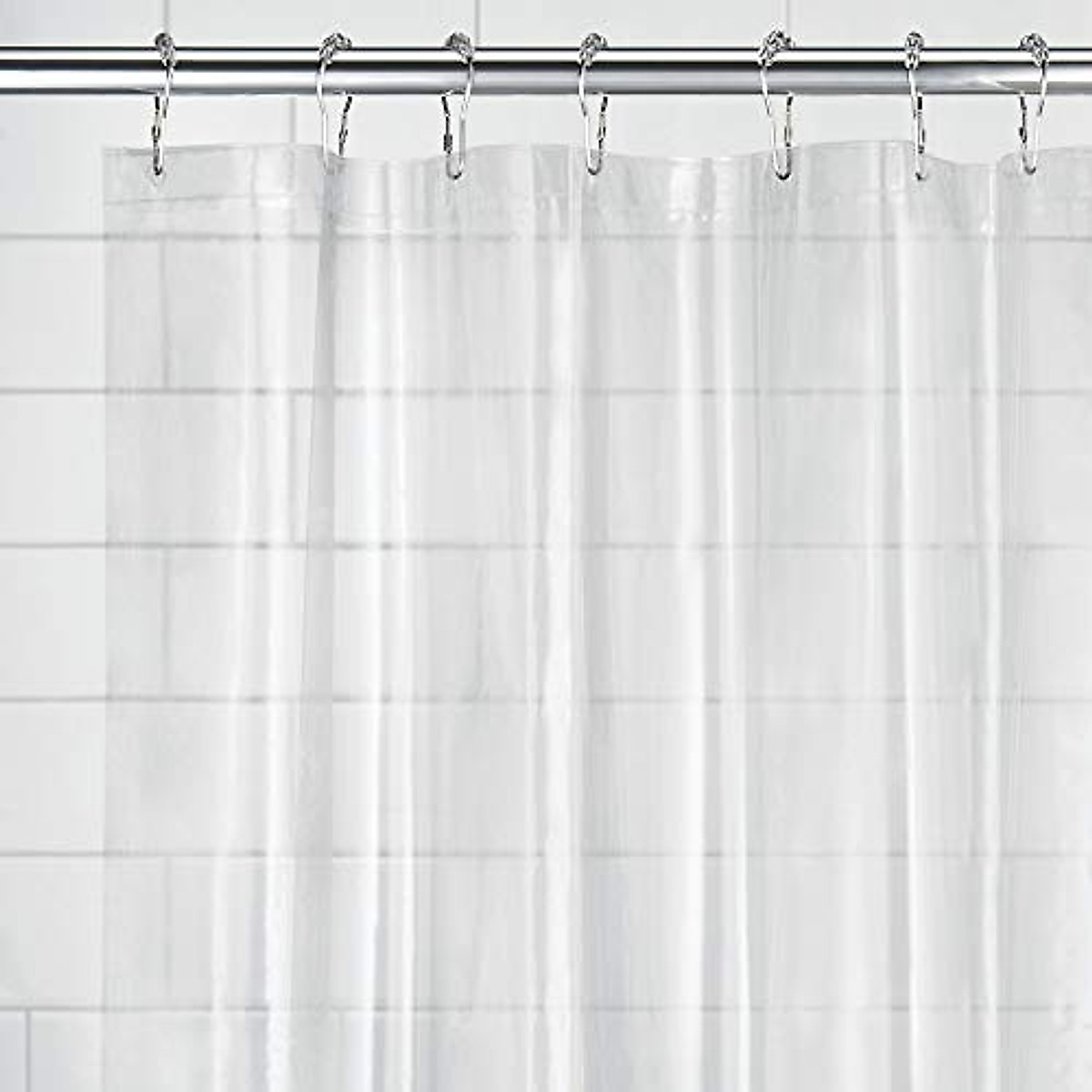 iDesign Waterproof PEVA Plastic Shower Curtain Liner for Use Alone or With Fabric Curtain, 72” x 72”, Clear