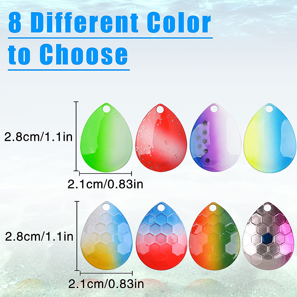 Fishing Spinner Blades Colorado Blades Hammered Custom Fishing Spinners DIY Lure Making Supplies Colorful Fishing Spoons for Walleye Rig Inline Spinners 40pcs