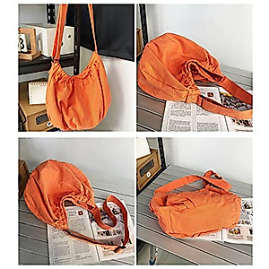 Canvas Shoulder Bags for Women Trendy Messenger Bag Cute Large Purse College Hobo Crossbody Bag (Orange)