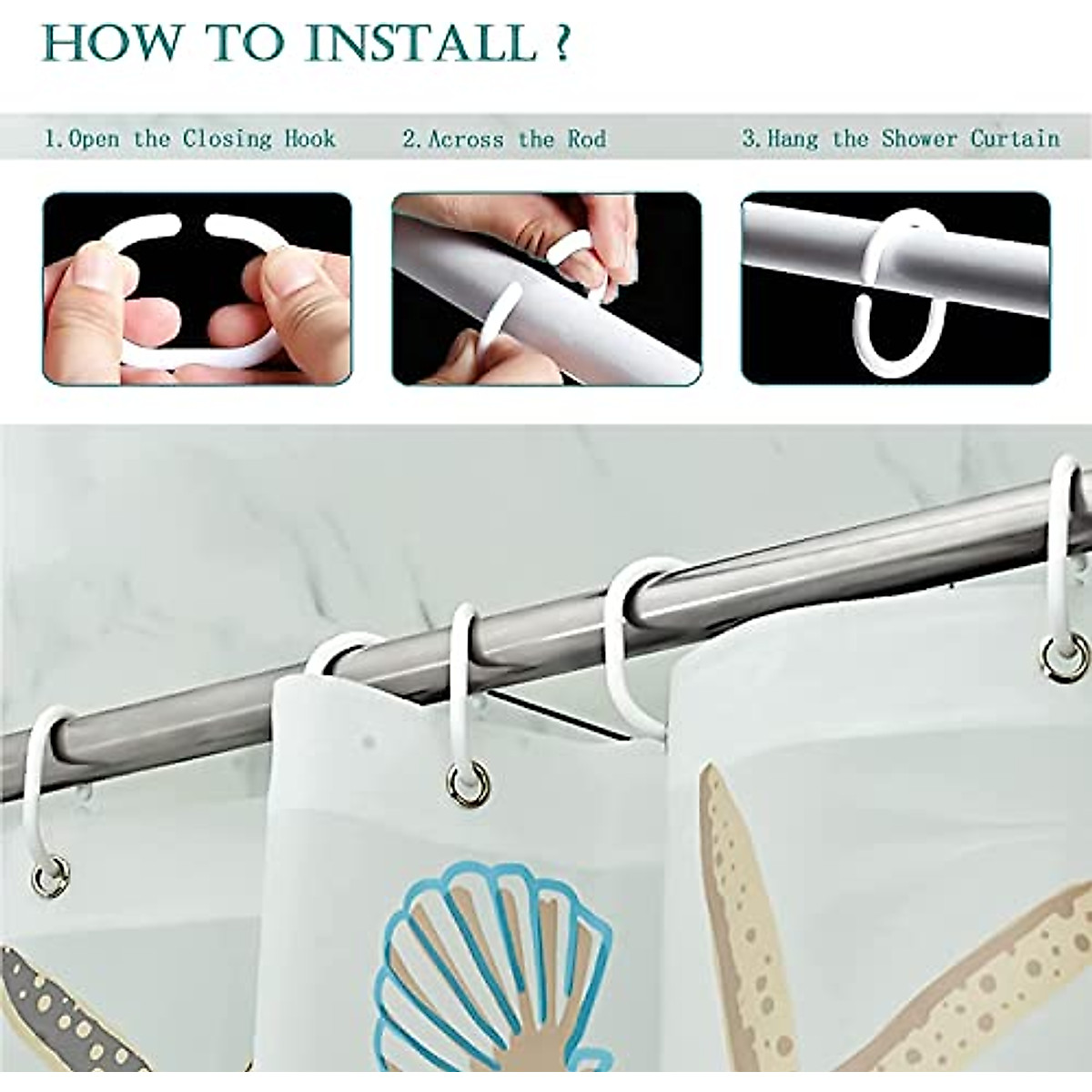 AKvsoze 4PCS Set Tropical Ocean Beach Dolphin Shower Curtain, Teal Sea Blue Sky White Clouds Seagull Green Palm Leaf Seaside Island Scenery Marine Life Bathroom Decor, Non-slip Bath Rugs, Coconut Tree