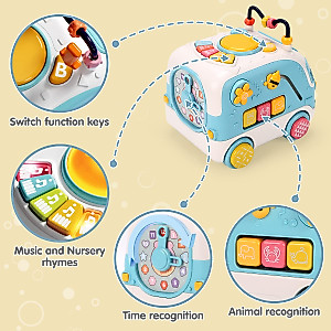 Qizebaby Multifunctional Toddler Toy Cars, Baby Toys 12-18 Months, Crawling Toys with Lights & Sounds & Music, Toys for 1 2 3 Year Old Boys Girls Toddlers, 1 2 3 Year Old Toy Gifts