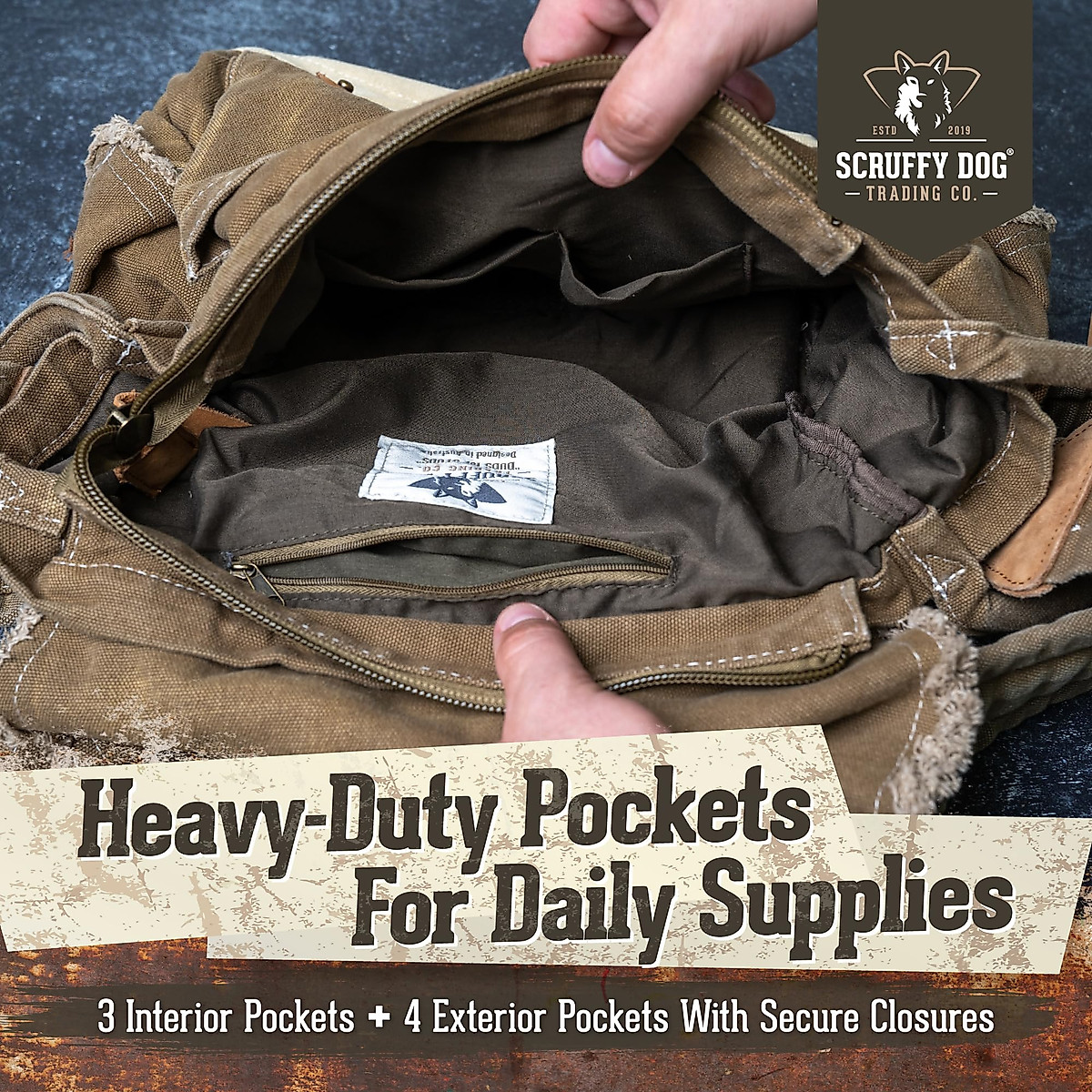 SCRUFFY DOG Crossbody Vintage Messenger Bag for Men and Women - Satchel Bag Men - Canvas Shoulder Bags - 13 inch