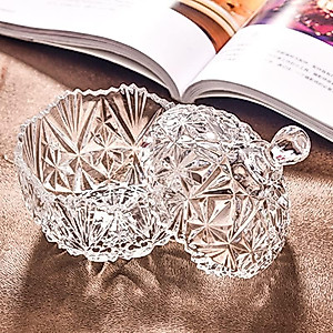 NN Glass Candy Storage jar with Lid Clear Sugar Dish Crystal Covered Candy Bowl Apothecary Food Buffet Container Holder