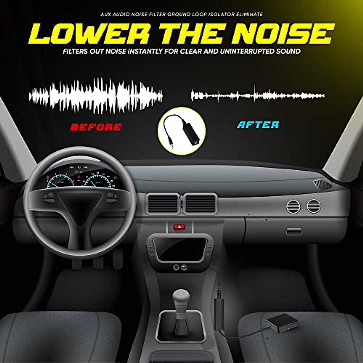 3.5mm Aux Audio Noise Filter Ground Loop Isolator Eliminate Car Electrical Noise Ground Loop Isolator 3.5mm