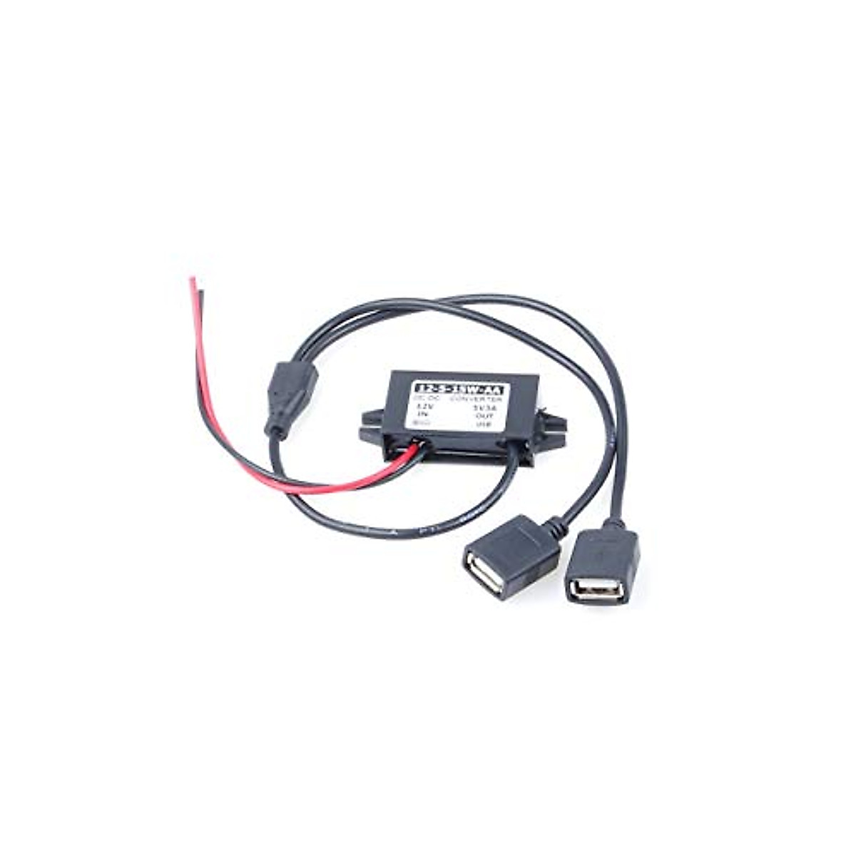 KNACRO DC-DC 12V to 5V 3A 15W Step-Down Power Supply Module Car Power Converter Module Dual USB Female Socket (Dual USB Female)