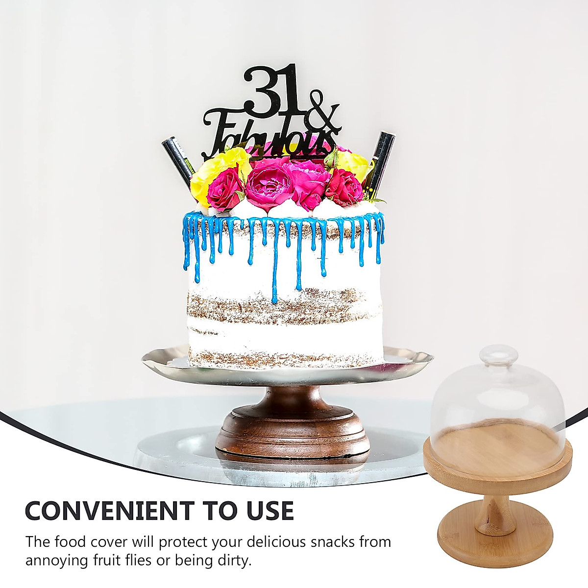 VALICLUD 1 Set Tall Cake Pan Dome Cake Pan Wooden Display Stand Round Cake Carrier Food Serving Tray Kitchen Serving Platter Dessert Dome Cover Wood Bread Plate Food Cover Plate Kit Butter