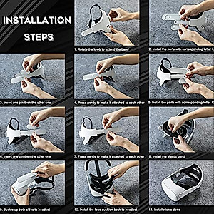 Mogzank VR Headband for Quest 2, Replacement for Elite Strap Clock Button Adjustable Non-Slip Head Strap VR Accessories