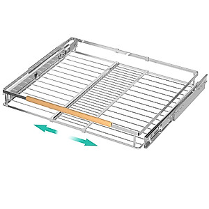 iPEGTOP Pull Out Cabinet Drawer Shelf Organizer, Extendable Sliding Slide Out Pantry Shelves Storage Heavy Duty for Kitchen Cabinets Under Sink, Adjustable Width 16.1~26.4" W x 17.3" D