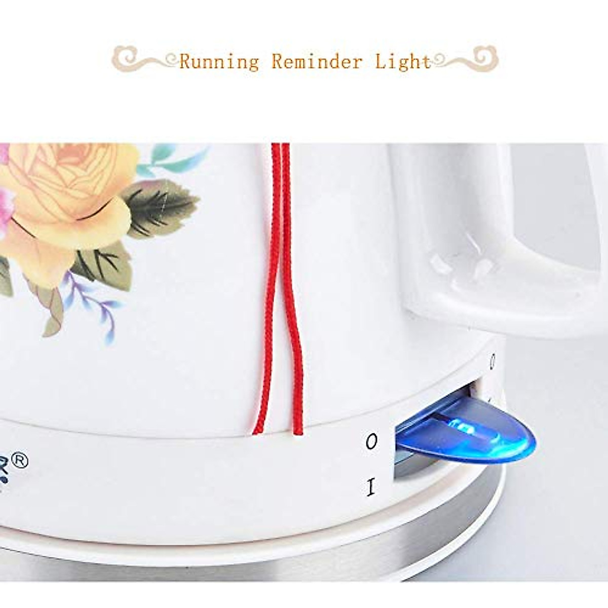 Hokcus Electric Ceramic Kettle Teapot-Retro 1.2L Stainless Steel Jug,Bpa-Free,Automatic Power Off Fast Boiling Removable Base,Boil Dry Protection 1200W/Red