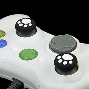 Ambertown Analog Silicone Thumb Stick Grips Cap Joystick ThumbSticks Caps Cover for PS4 PS3 Xbox One Xbox 360 PS2 Game Controllers (2 x White Cat Dog Paw)