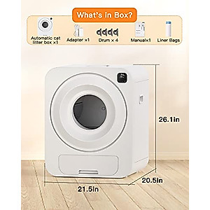 Self Cleaning Cat Litter Box, Automatic Litter Box Wi-Fi Enabled Smart Robort with 24H App Remote Control, Low Noise, Odor Removal, 78L Large Space for Multiple Cats