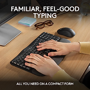 Logitech Wave Keys MK670 Combo, Wireless Ergonomic Keyboard with Signature M550 L Wireless Mouse, Comfortable Natural Typing, Bluetooth, Logi Bolt, for Multi-OS, Windows/Mac - Graphite