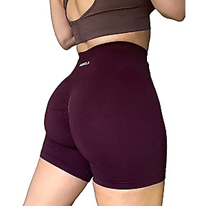 AUROLA Intensify Workout Shorts for Women Seamless Scrunch Short Gym Yoga Running Sport Active Exercise Fitness Shorts Black Cherry