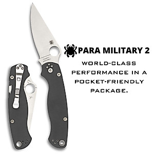 Spyderco Para Military 2 Signature Maxamet Knife with 3.42" Steel Blade and Durable Dark Gray G-10 Handle - PlainEdge - C81GPDGY2