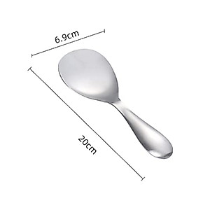 Cabilock Rice Paddle Spoon Non- Stick Food Serving Spoon Stainless Steel Rice Spoon Scoop Kitchen Utensils for Home Restaurant Hotel Silver