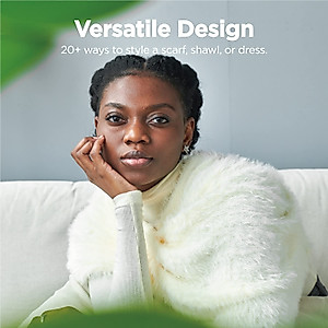 KM CHOICE ONE Scarf: Infinity Scarf, Faux Fur Giving Shawl for Women Winter Warm, Wraps for Men, Christmas Gift, Soft & Fluffy Scarf in Gift Box (Ivory)