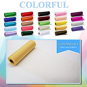 Gold Tulle Crystal Organza Fabric Rolls 12 Inch by 50 Yards (150 feet) Sheer Fabric for Christmas Decoration DIY Tutu Bow Baby Shower Birthday Party Wedding Craft Supplies