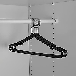 Home Basics Chrome Hangers, PVC Coated, Non-Slip Garment Dress Shirt Coat Hanger for Closet Organizer with Notches, (Pack of 10), Black