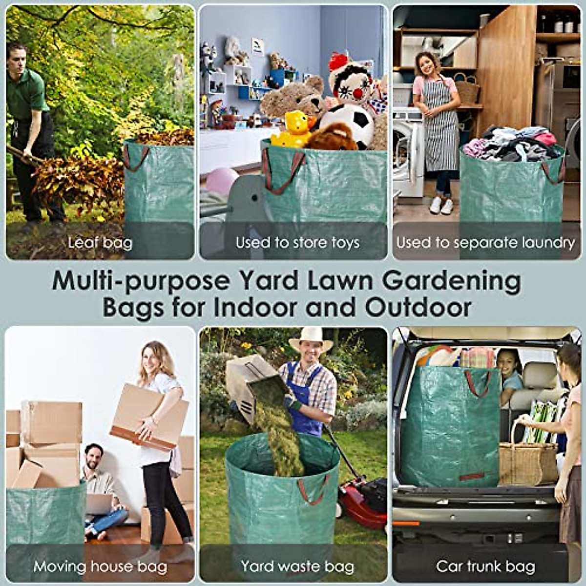 Reusable Yard Waste Bags Heavy Duty,2 Pack 132 Gallons Extra Large Lawn Pool Garden Leaf Waste Bags,Garden Bag for Collecting Leaves,Gardening Clippings Bags,Leaf Container,Trash Bags