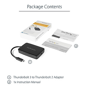 StarTech.com Thunderbolt 3 to Thunderbolt 2 Adapter (Non-Reversible) - TB3 Laptop to TB2 (20Gbps) or TB1 (10Gbps) Devices / Displays - Black - Windows/Mac (TBT3TBTADAP)