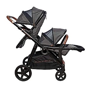 Venice Child Maverick Tandem Travel System Single to Double Stroller- Includes 2 Toddler Seats (Package 3, Twilight Gray)