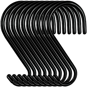 Dapute 4.5 Inch S Hooks for Hanging, 10 Pack Heavy Duty S Hooks Non Slip Closet Hooks, Large S Hook Hanger for Hanging Jeans, Clothes, Purse, Bags, Pan, Cups, Tools (Black)