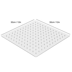 12in G1/2 Thread Rain Shower Head, Adjustable Square Shaped Polished Stainless Steel Head Shower Ultra Thin Anti Clogging for Your Bathroom Showerhead