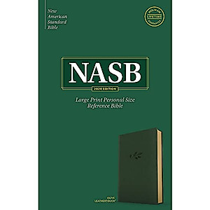 NASB Large Print Personal Size Reference Bible, Olive LeatherTouch, Red Letter, Presentation Page, Cross-References, Full-Color Maps, Easy-to-Read Bible Karmina Type