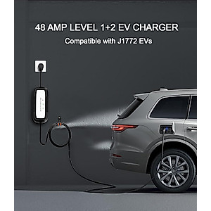 AplysiaTech Level 2 EV Charger,Max 48 Amp and 11.52KW Portable EVSE SAE J1772, NEMA14-50P and 6-50P to 14-50R Adapter,21 ft Charging Cable with Heavy Duty Cable