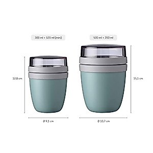 Mepal, Lunchpot Mini with 2 Interchangeable Lids, a Detachable Small Storage Container for Nuts or Fruit, Portable, BPA Free, Nordic Denim, 3.6 inch Diameter, 1 Count