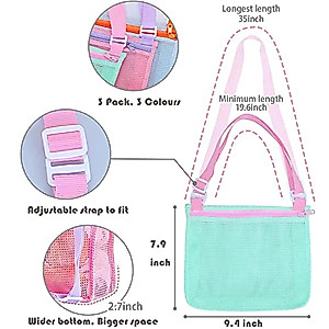 Orga'Neat Mesh Beach Shell Bag for Kids Sea Shell Collecting, Sand & Water Falls Through, Fast Dry Mesh Toy Bag for Girls Boys Picking Up Shells -3 Pack