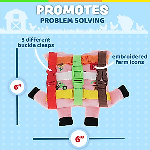 Buckle Toys - Boink Pig - Learning Activity - Develop Fine Motor Skills and Problem Solving - Sensory Toddler Travel Toy