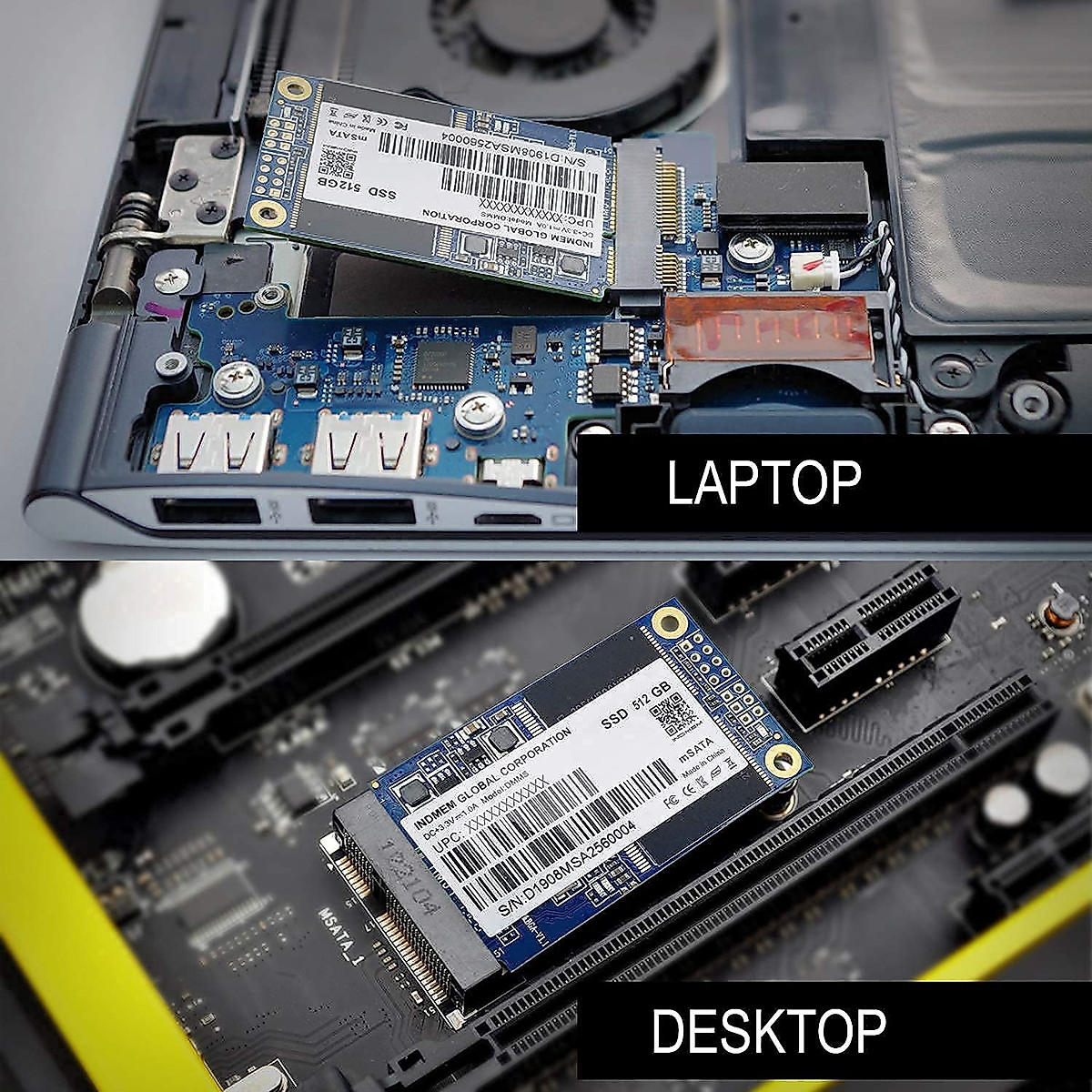 INDMEM mSATA to USB 3.0 Enclosure with 512GB mSATA SSD